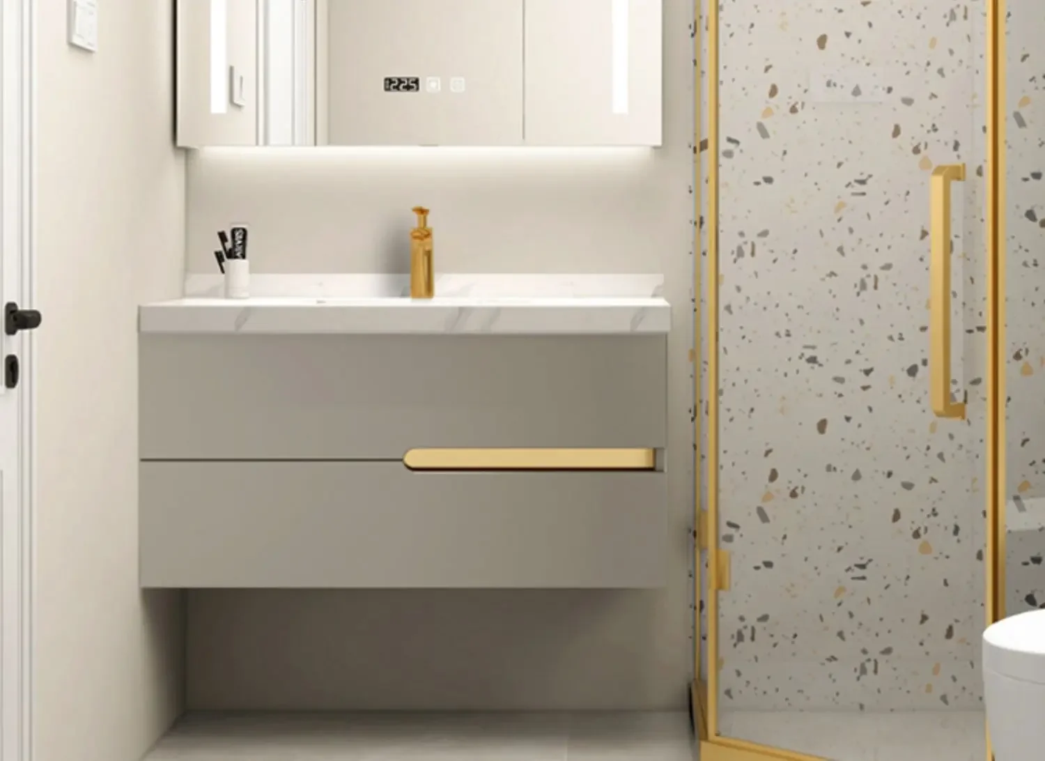 Bàn trang điểm phòng tắm Loại đặt sàn Bộ đứng nhẹ sang trọng có tủ bồn ...