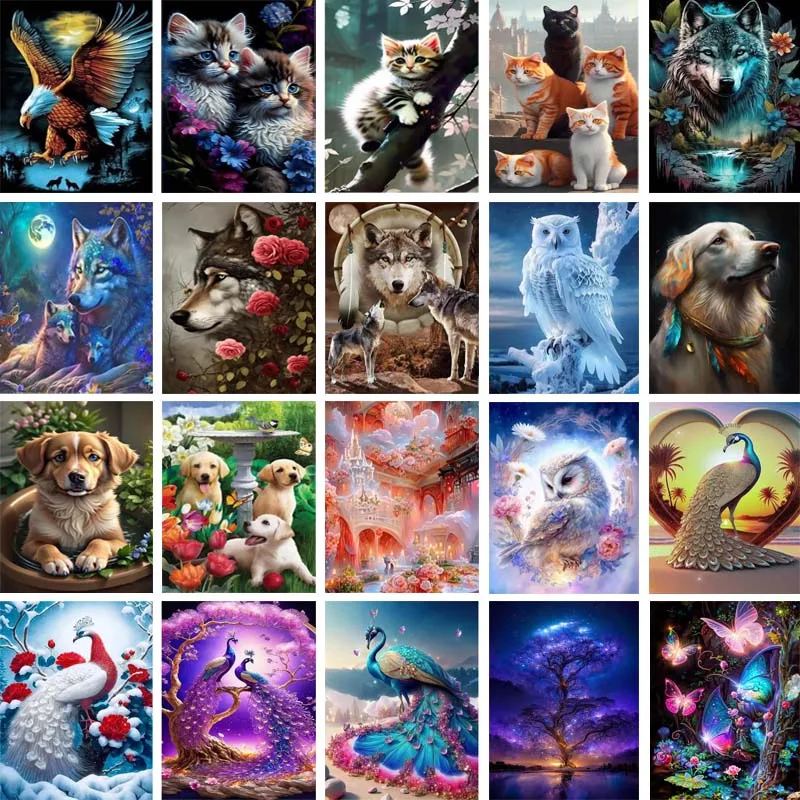 DIY-5D-Diamond-Painting-Kit-Full-Round-Diamond-Mosaic-Animal-Flower ...