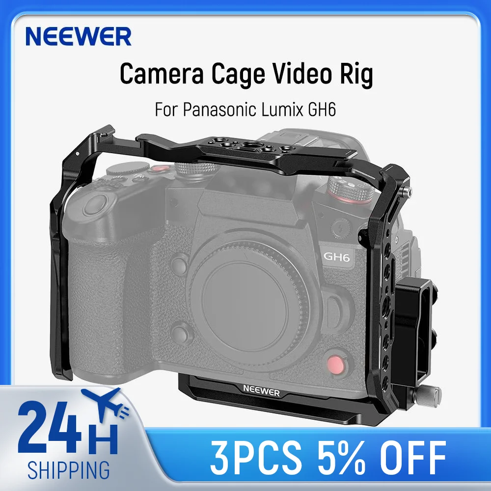 NEEWER-Camera-Cage-For-Panasonic-Lumix-GH6-Aluminum-Video-Rig-with-HDMI ...