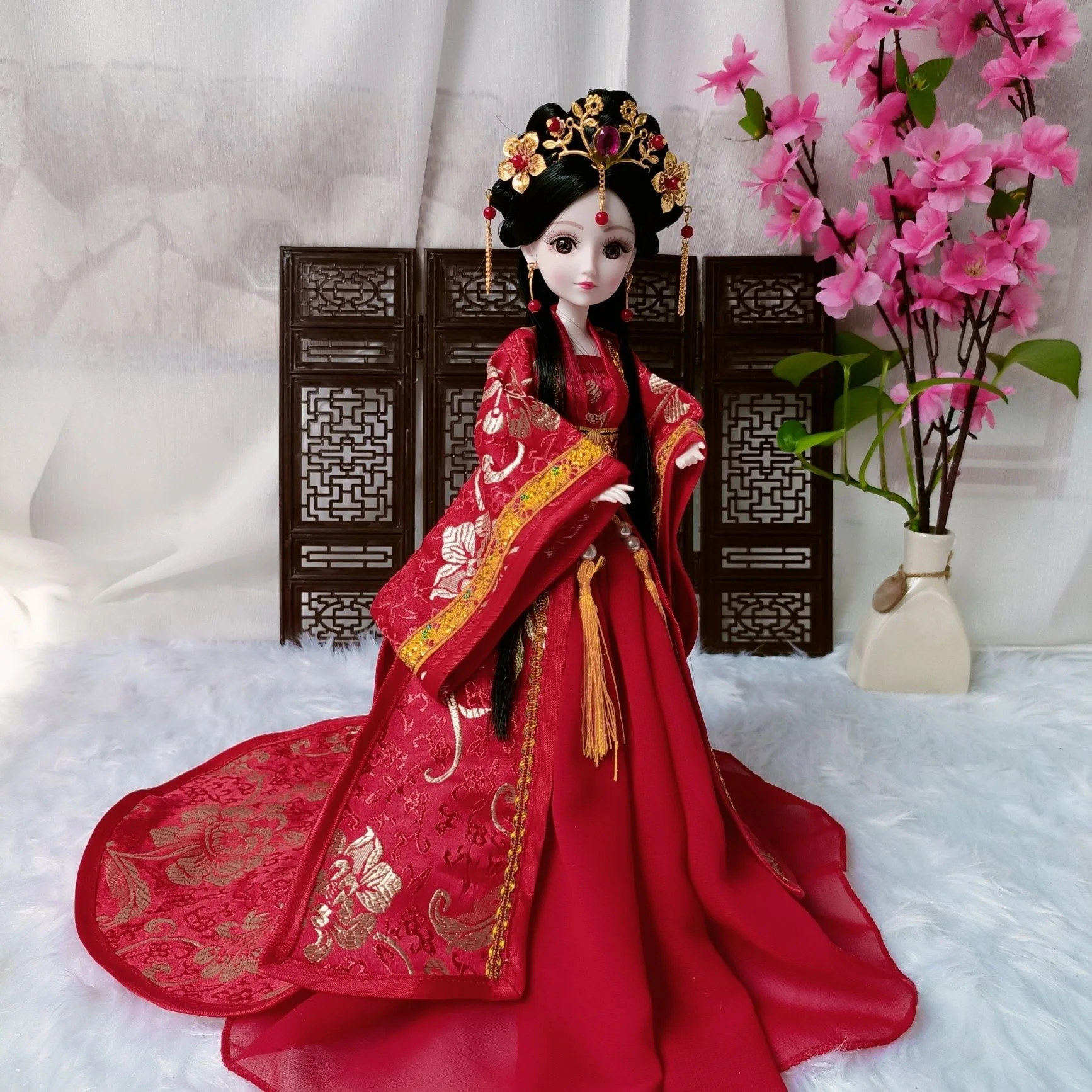 1-6-BJD-Boneca-Antiga-Chinesa-Hanfu-Roupas-Saia-Trailing-Headdress-Fada ...
