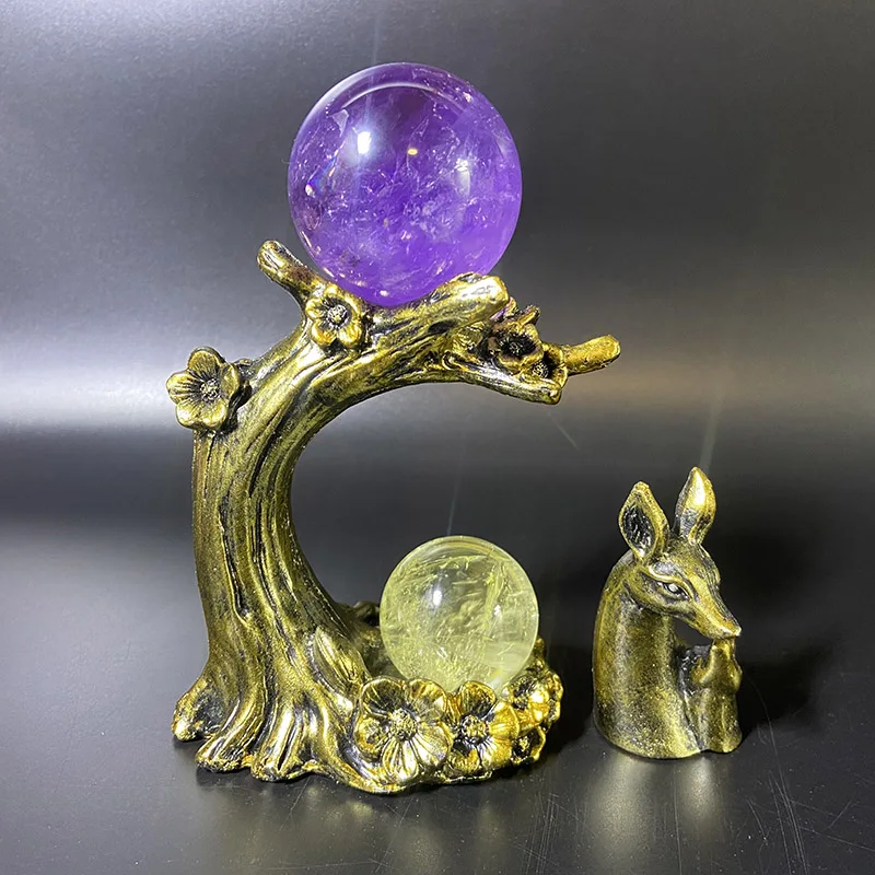 Resin Plum deer statue Display base Carved Ornament sphere stand ...