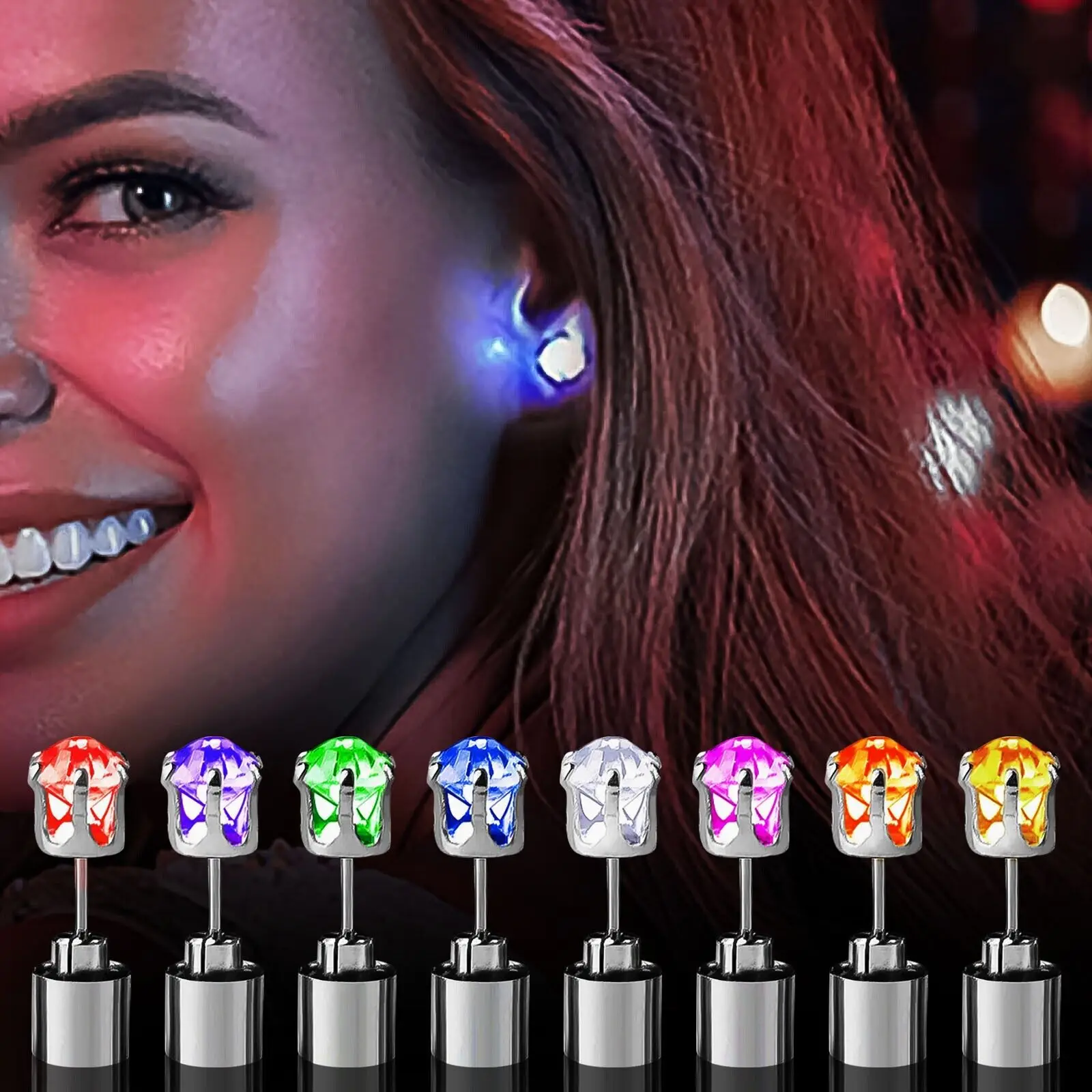 Luminous-LED-Earrings-Glowing-Light-Up-Diamond-Crown-Ear-Stud-Stainless ...