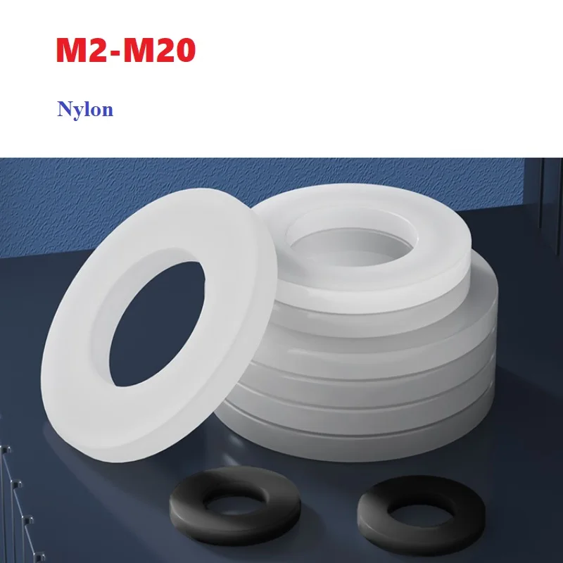 White Nylon Washer Plated Flat Spacer Seals Washer Plastic Gasket Ring ...