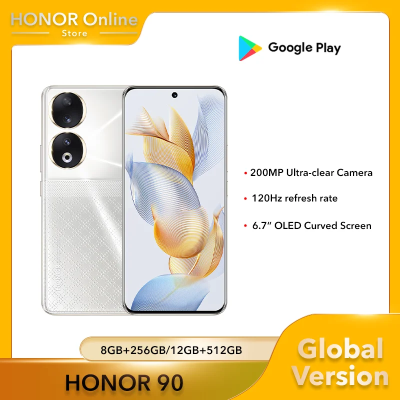 Global Version HONOR 90 5G 200MP Ultra-Clear Camera Snapdragon 7 Gen 1 5000mAh Battery Life 66W ...