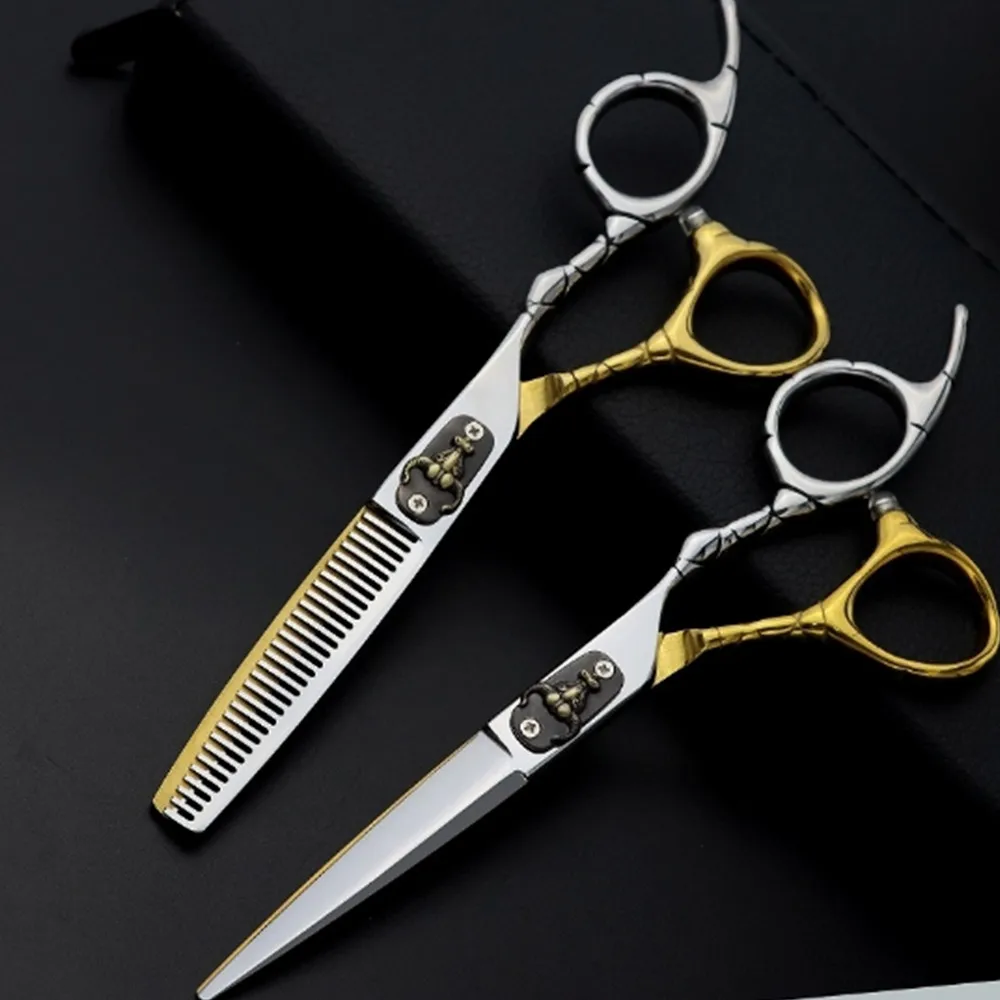 Professional-6-inches-Japan-440c-steel-Bull-Head-Hair-Scissors-Haircut ...