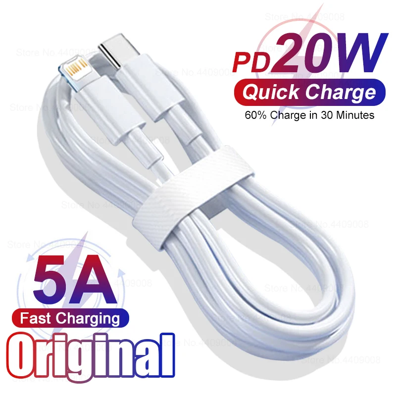 Original USB C Cable For Apple iPhone 14 13 12 11 Pro Max 7 8 20W Fast ...