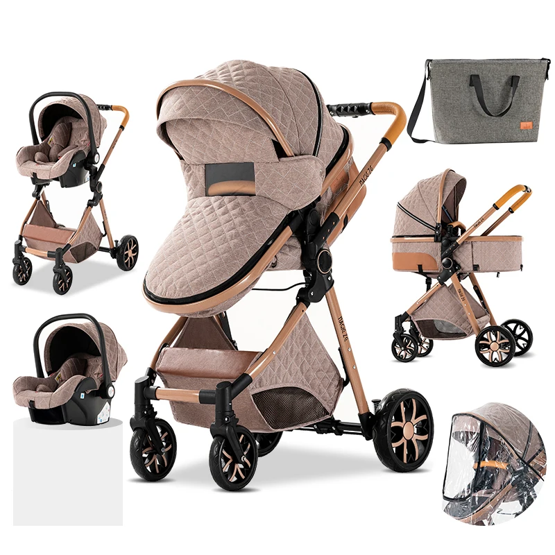 Luxury-Baby-Stroller-3-in-1-Foldable-Stroller-Newborn-Baby-Bassinet ...