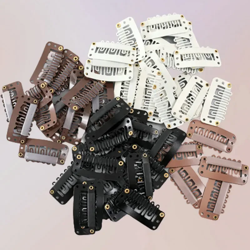 10pcs/lot 9-teeth Hair Extension Clips Wig Clips Combs Snap Clips with ...