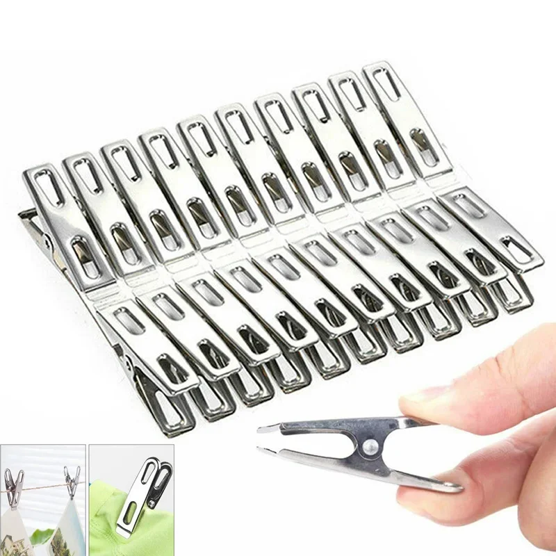 10-20Pcs-Clothes-Pegs-Stainless-Steel-Washing-Clips-Household-Clothing ...