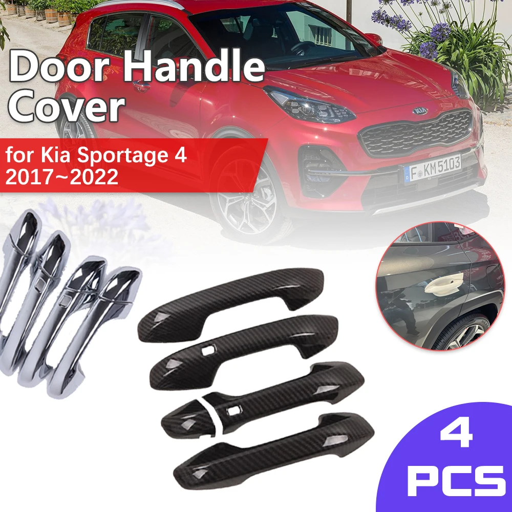 크롬 도어 핸들 커버, 자동차 스타일링 스티커 액세서리, 기아 스포티지 4 GT 라인 QL 2017 ~ 2022 2018 2019 2020 2021 탄소 섬유 트림 캐치 ...