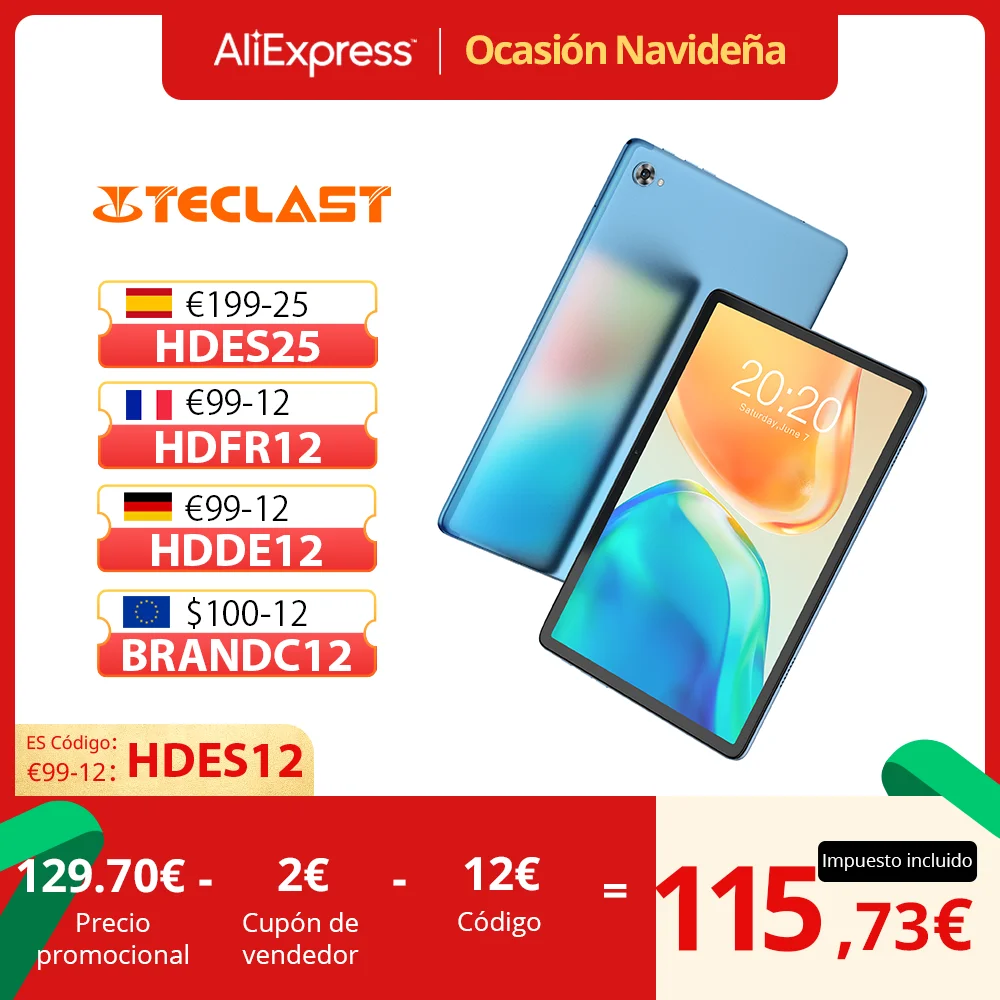 Teclast 10,1 inch M40 Plus tablet, Android 12 OS, 8GB RAM, ROM 128GB ...