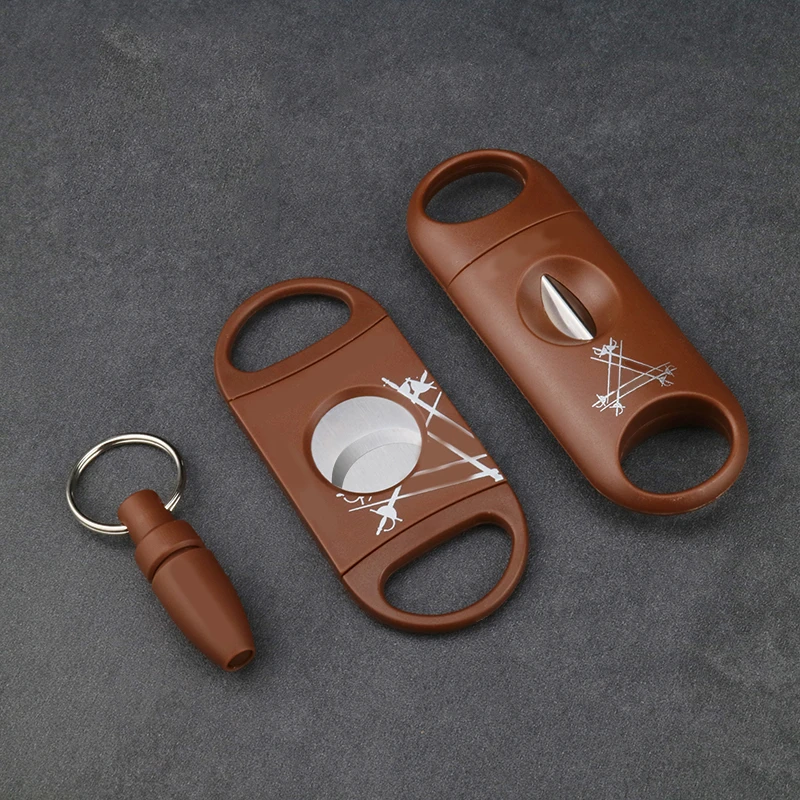 3 Cigar Set Classic Pocket Cigar Cutter V Cut Sharp Stainless Steel ...