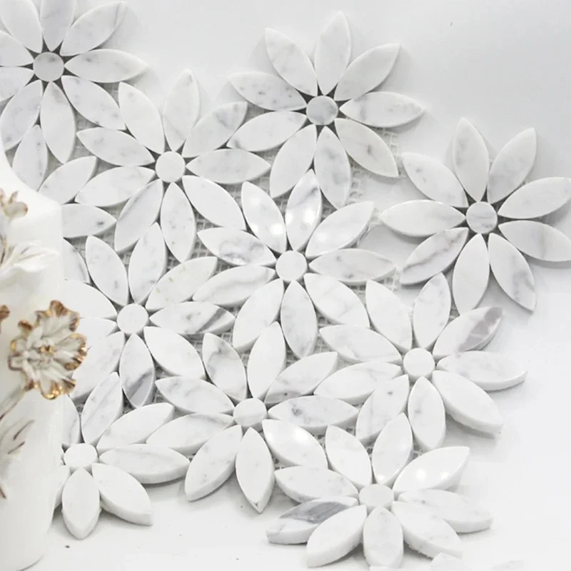 marble-daisy-design-mosaic-2-colors-stone-mosaic-flower-design-marble ...