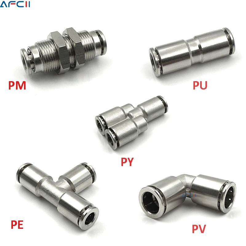 Pneumatic Air Hose Fitting PU PV PE PM PY Brass Metal Quick Coupling 4 ...