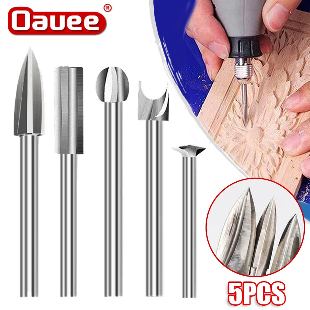 5PCS Wood Carving Drill Bits Set Mini Round Titanium HSS Burr Rasp For ...