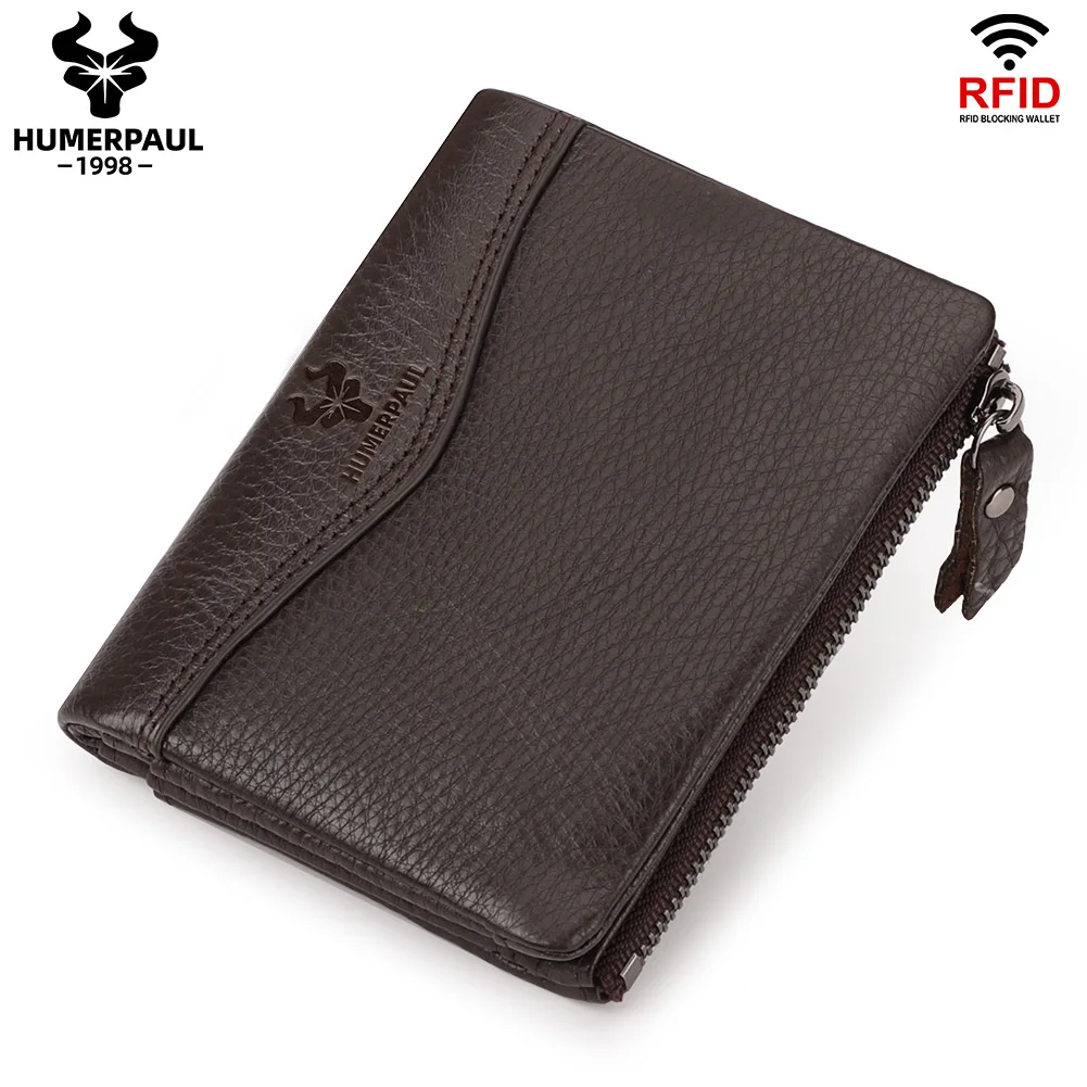 HUMERPAUL Classic Style Wallet Top Grain Leather Bifold Credit Card ...