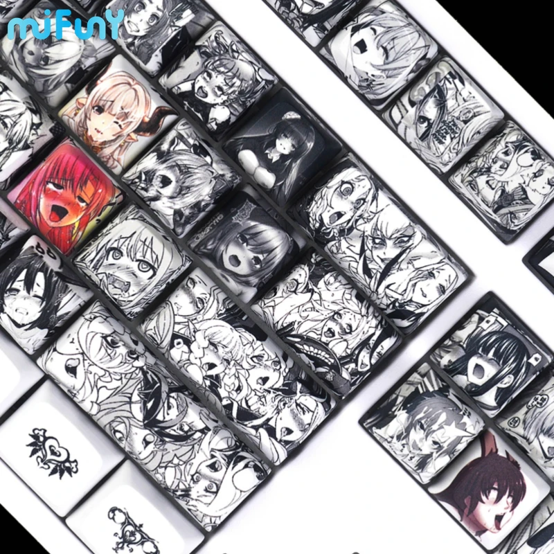 Mifuny-Hentai-Qiulili-Keycaps-para-teclado-mec-nico-Preto-Branco-Anime ...