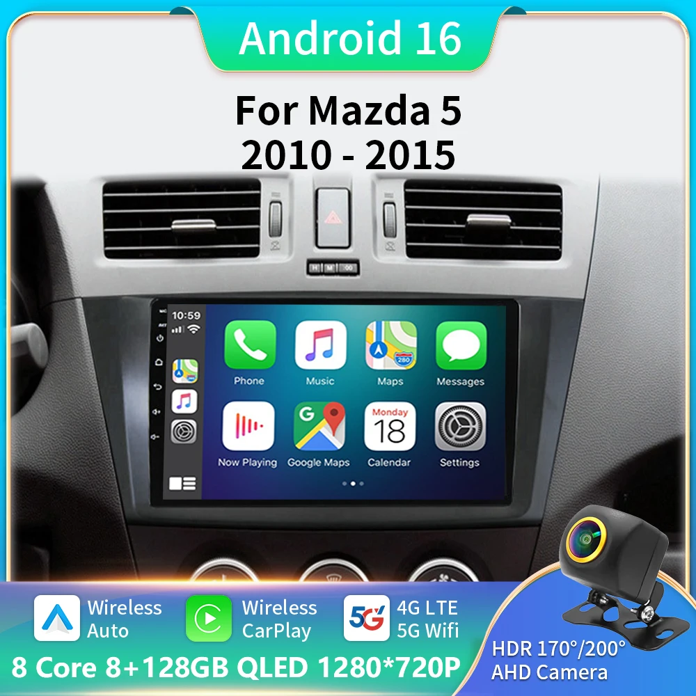 Radio de coche Android 16 para Mazda 5 CW 2010 2011 2012 2013 2014 2015 ...