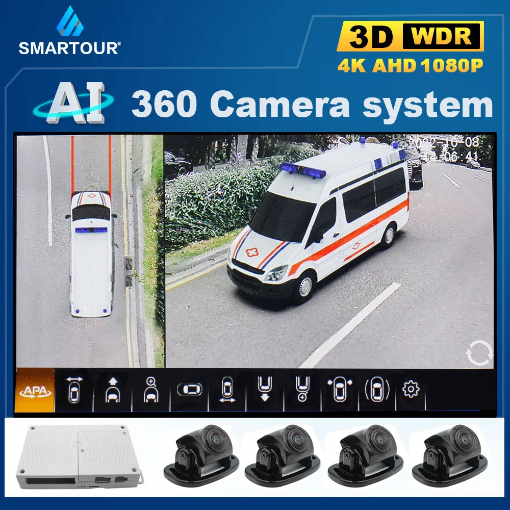 Smartour 1080p Ai Recognition Car Camera 3d 360 Degree Bird View ...