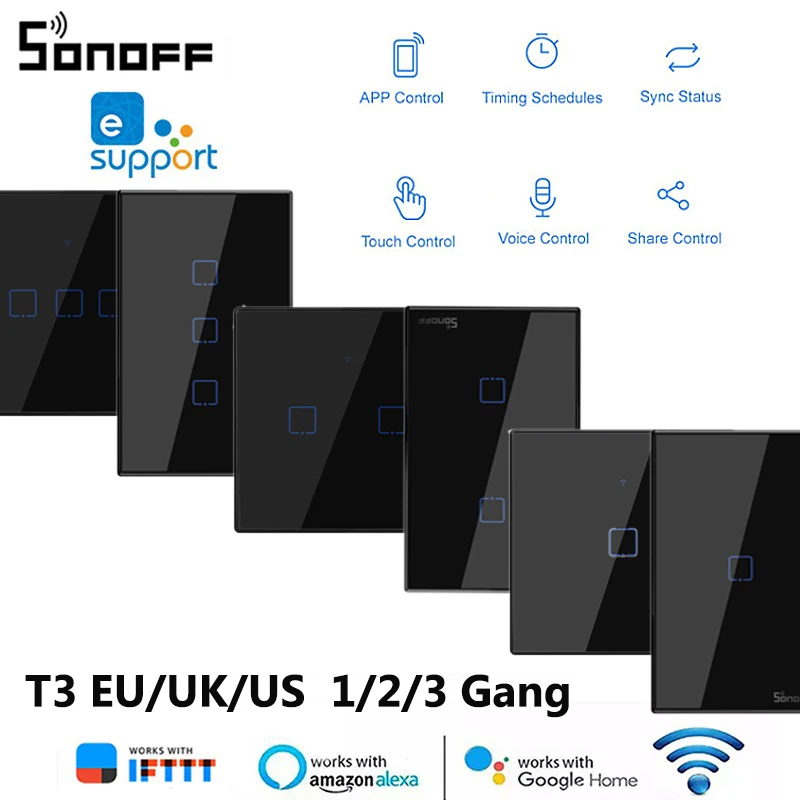 SONOFF-T3-EU-UK-US-WiFi-Switches-1-2-3-Gang-Wall-Switch-EWeLink ...