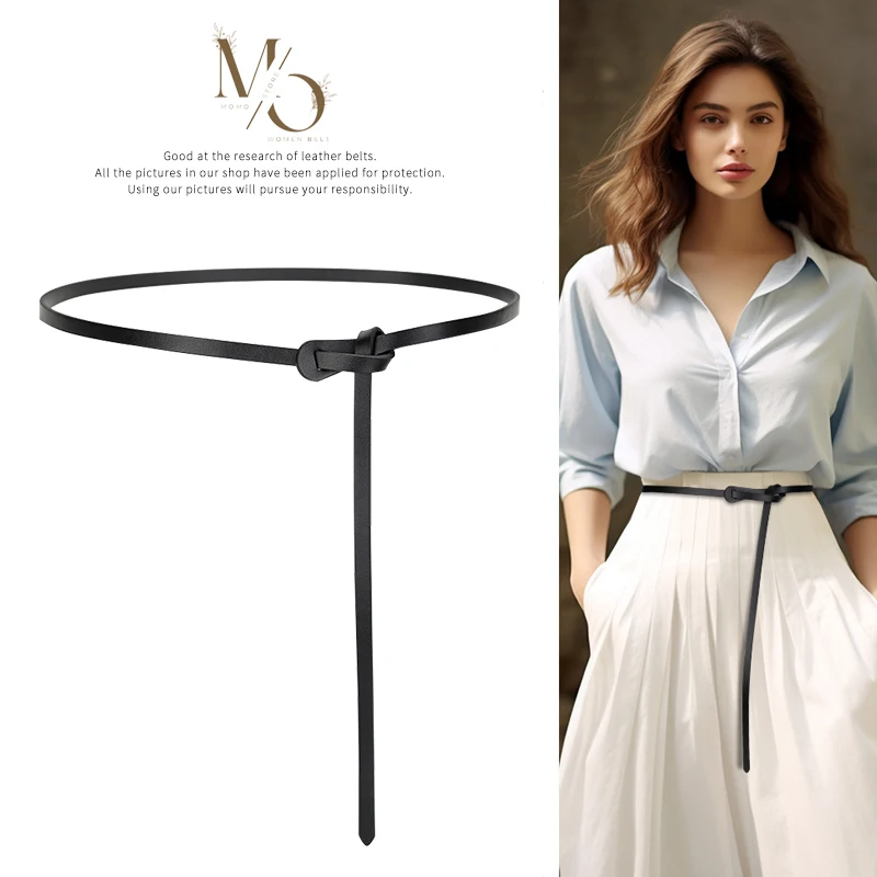Fashion Women's Belt No Buckle Decorations Knotted Belts Full-Leather ...