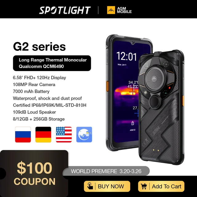 AGM G2 Guardian G2 Pro 5G Unlocked Rugged Smartphone Thermal Monocular ...
