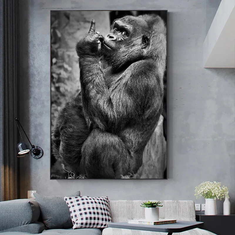 Gorilla-Gives-The-Middle-Finger-Poster-And-Prints-Funny-Animal-Spoof ...