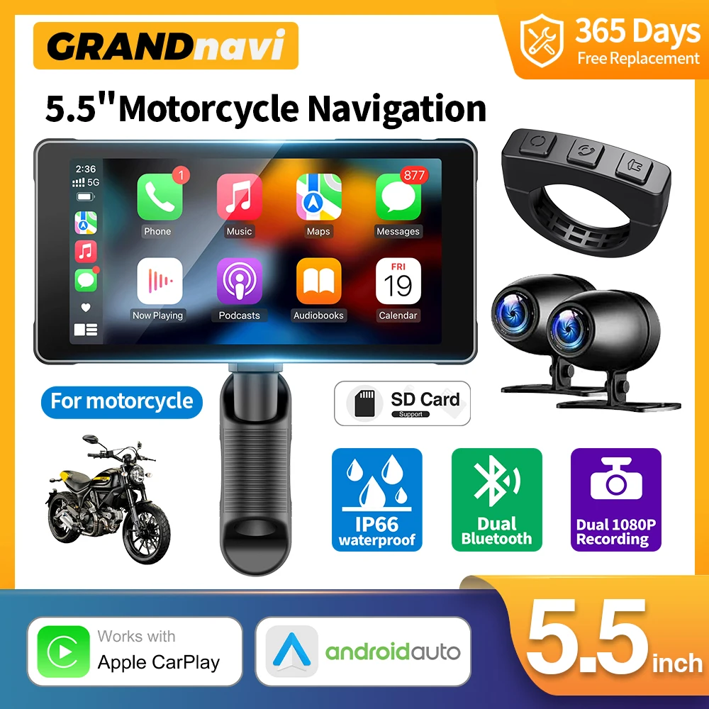 5-5inch-Motorcycle-Car-Monitor-GPS-Navigation-IP66-Waterproof-Wireless ...