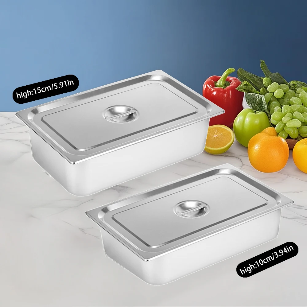 2-Pack Large Stainless Steel Hotel Pot Self-Service Dinner Plate 1/1 ...