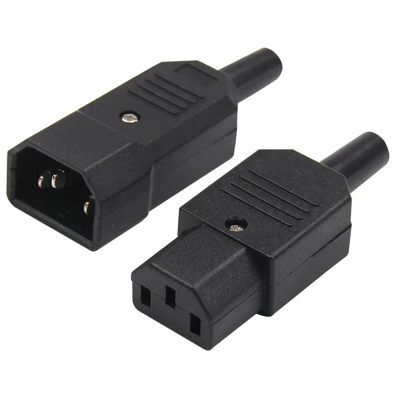 IEC-Straight-Cable-Plug-Connector-C13-C14-10A-250V-Black-Female-Male ...