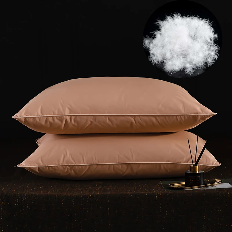 Goose-Down-Feather-Pillows-Luxury-Protect-Neck-Spine-Pillow-100-Cotton ...