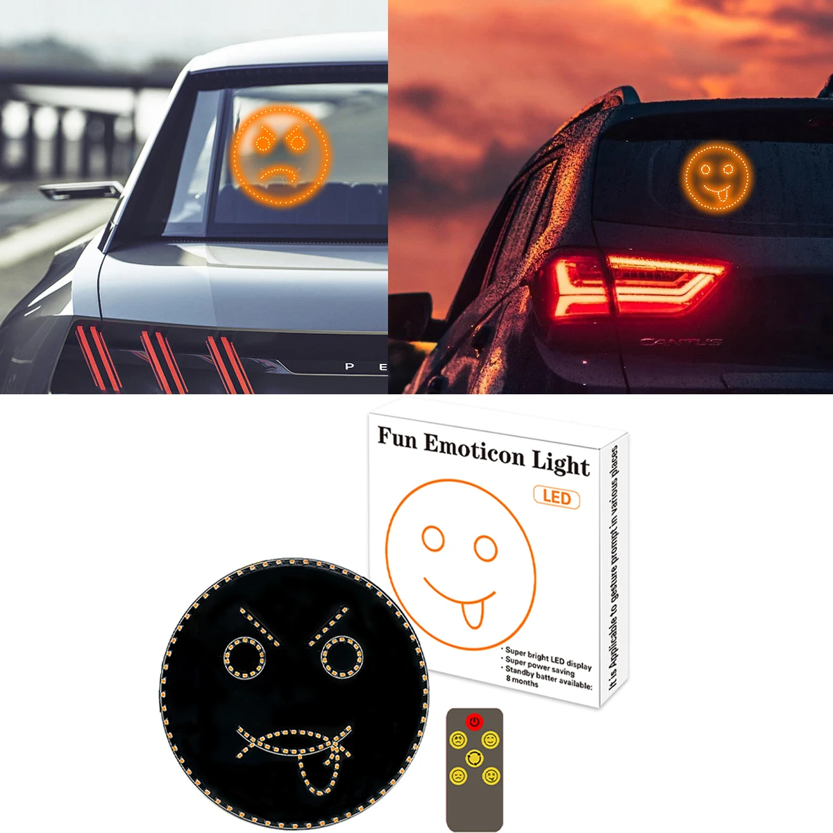Lumi-re-LED-Emoji-amusante-pour-voiture-t-l-commande-multi-mode-lunette ...