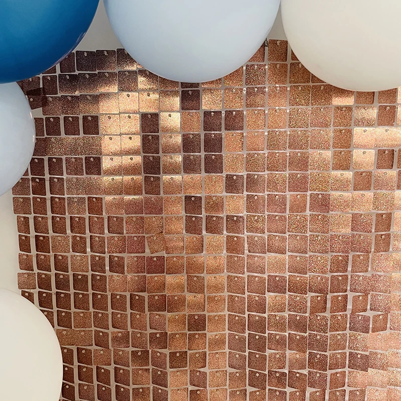 24 Pcs 3d Disco Sequin Panels Shimmer Wall Backdrop Matt Glitter Rose ...