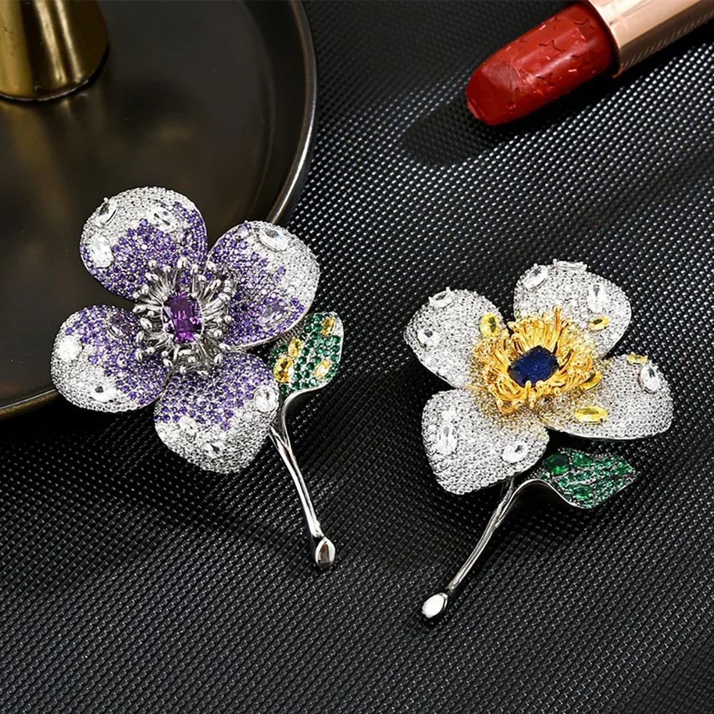 Metal-Flowers-Silver-Petals-Brooch-for-Women-and-Pins-Scarf-Clip-Big ...