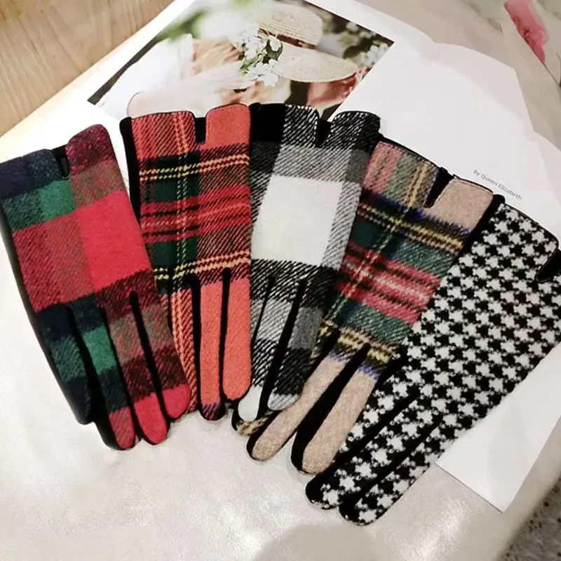 Vintage Plaid Mittens Women's Autumn Winter Glove Gothic Lolita Emo ...