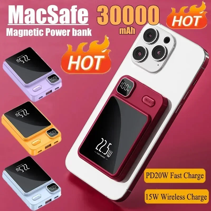 30000mAh-Power-Bank-For-Macsafe-Magnetic-Super-Fast-Charging-Qi-Wireless-Charger-Powerbank-for ...