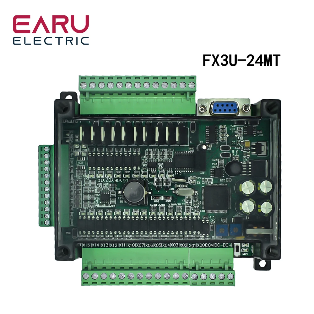 FX3U-24MR FX3U-24MT PLC 산업용 제어 보드, 485 통신 및 RTC 포함, 14 입력, 10 출력, 6AD 2DA