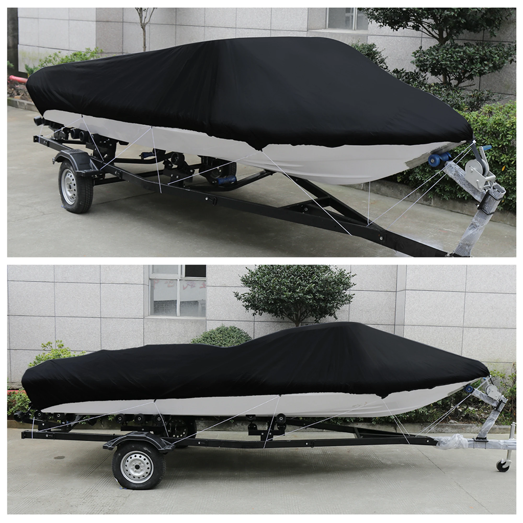 UXCELL 14-16ft 210D Trailerable Boat Cover Waterproof Fishing Ski Bass ...