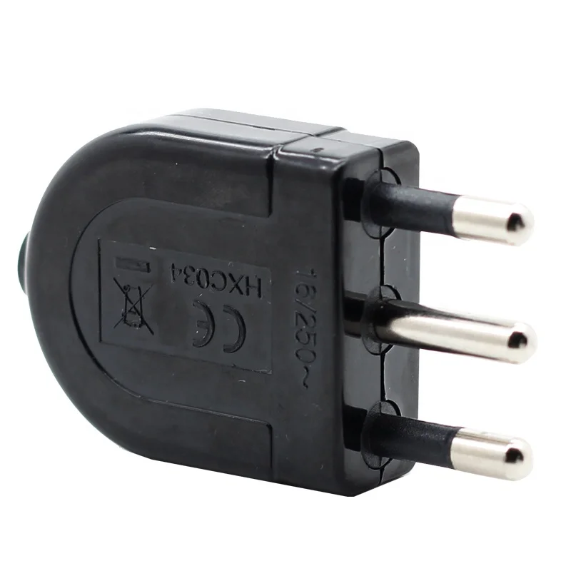 16A-250v-3-Pin-Power-Plug-Electrical-Plug-Type-L-Black-Italy-Rewireable ...