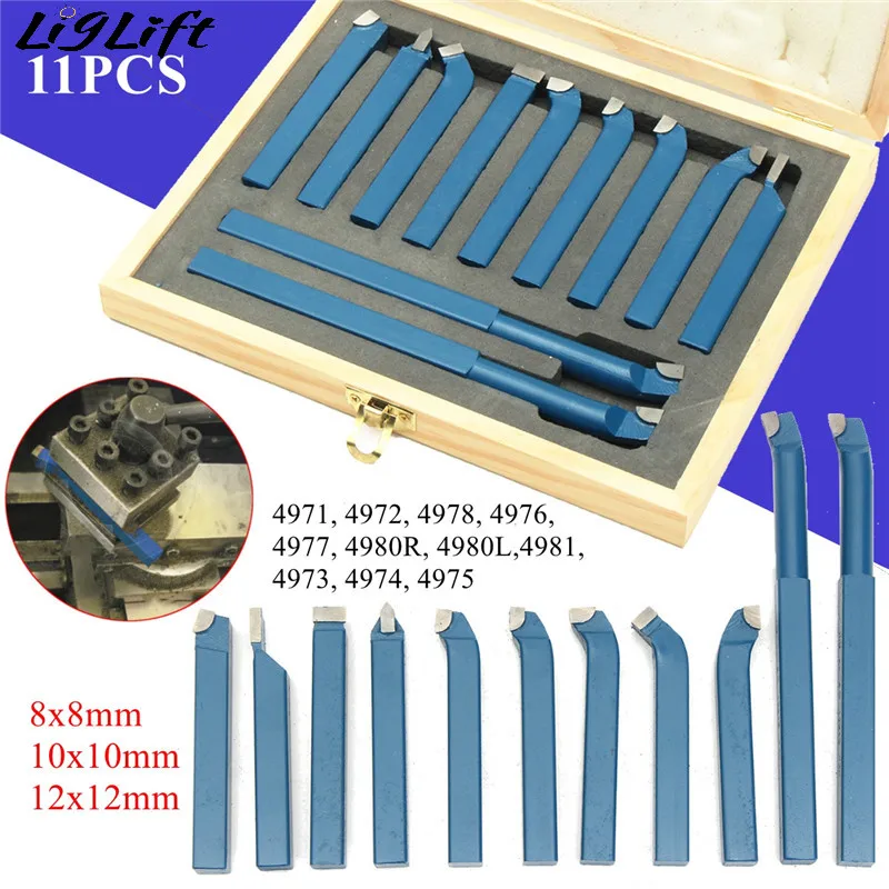 11pcs Metal Carbide Tip Cutting Turning Boring Bit Mini Metal Lathe ...