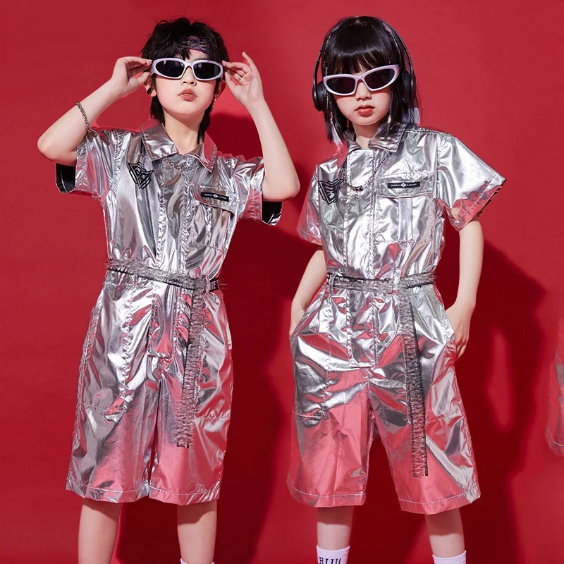 2024 New Sliver Jumpsuit Jazz Modern Dance Costumes For Girls Street ...