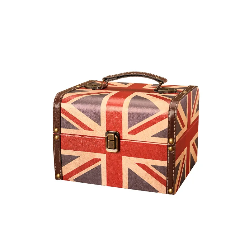 European Style Union Flag Retro Jewelry Box Antique Wooden Retro ...