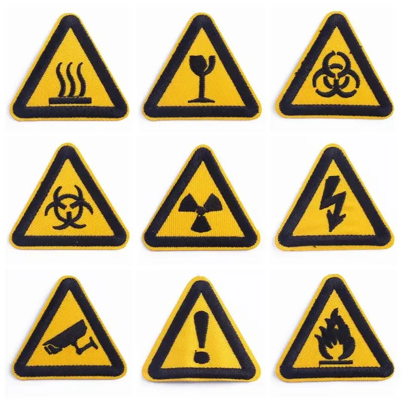 Traffic-Signs-Patches-On-Clothes-Warning-Signs-Iron-On-Embroidered ...