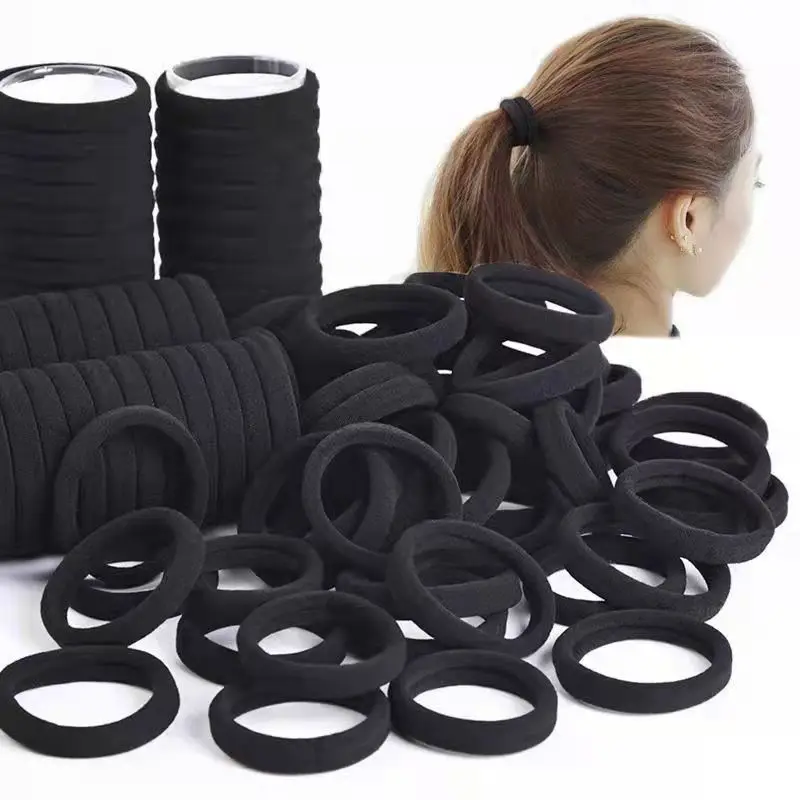 50-100Pcs-Set-Black-Hair-Bands-for-Women-Girls-Hairband-High-Elastic ...