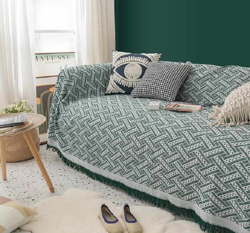 Manta-de-hilo-de-algod-n-de-Color-s-lido-N-rdico-para-las-cuatro ...