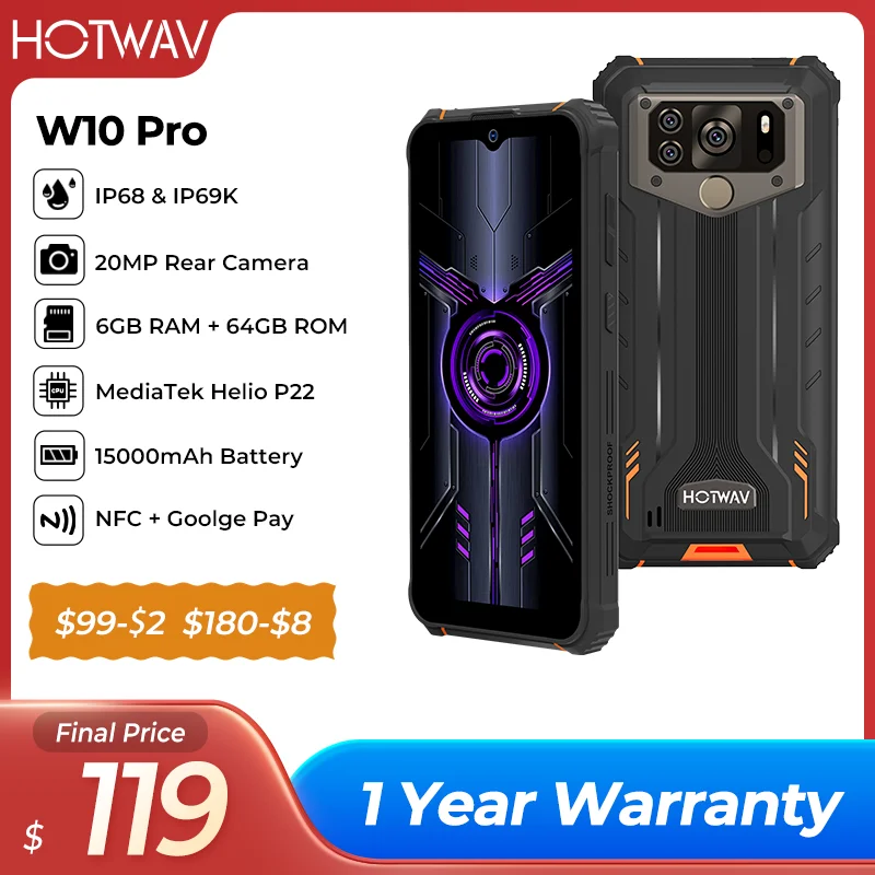 HOTWAV-W10-Pro-Rugged-Smartphone-IP68-Waterproof-P22-Android-12 ...