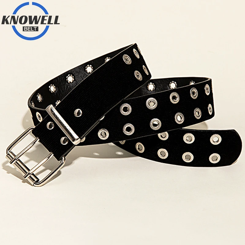 Suede Punk Belts For Women Luxury Fashion Gothic Black Y2K Belts Ladies Pu Leather Holes Hip Hop ...