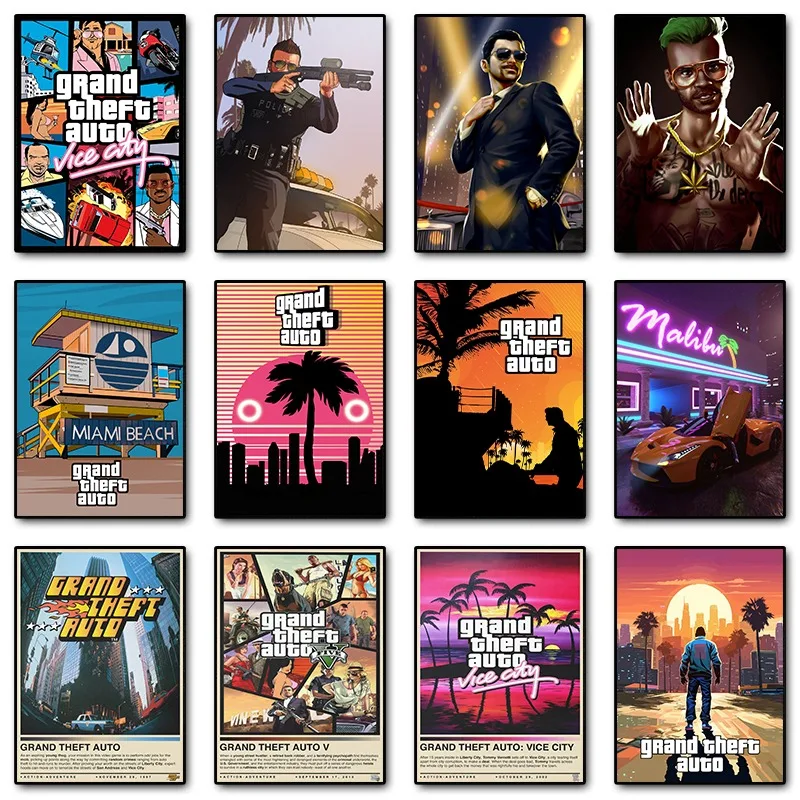 Video Game Grand Theft Auto GTA Posters Prints Canvas Painting Gaming ...