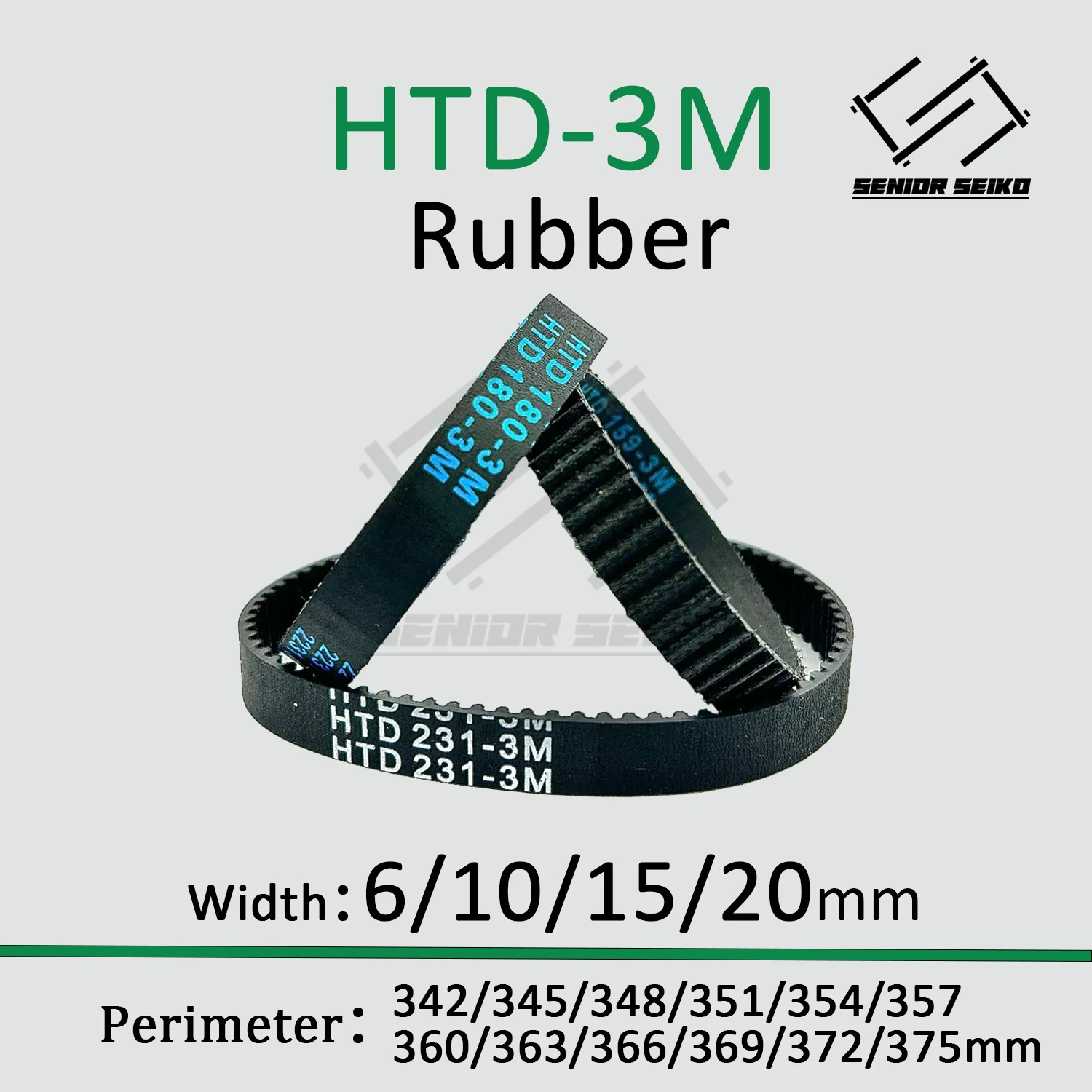 3M HTD Timing Belt Length 342/345/348/351/354/357/360/363/366/369/372 ...