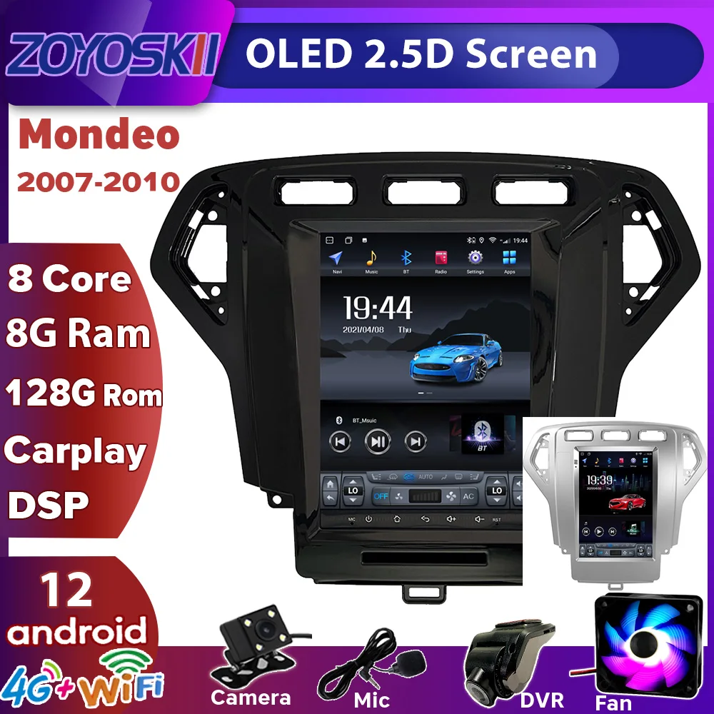 For Ford Mondeo 2007-2010 Android 12 9.7 Inch Vertical Screen Tesla ...